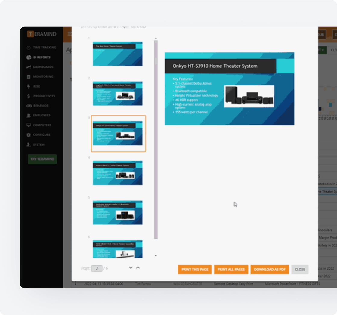 Printed Document Tracking - Teramind
